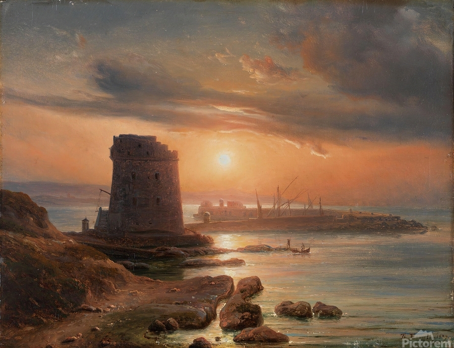 The Harbour in Agrigento [1839] by Thomas Fearnley [1802–1842] par ...